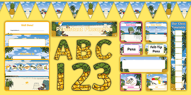 Tropical Pineapple Classroom Setup Resource Pack