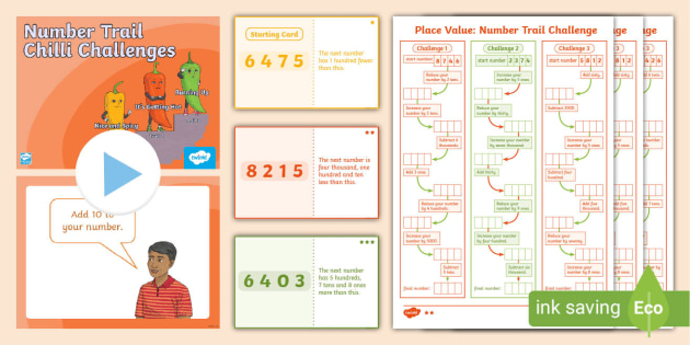 👉 Y4 Number/Place Value: 4-Digit Differentiated Number Trails