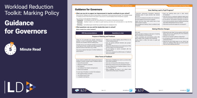 DfE Workload Reduction Toolkit - Marking and Feedback