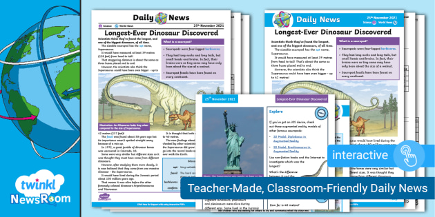 News Story for Kids 7-11: Longest-Ever Dinosaur Discovered