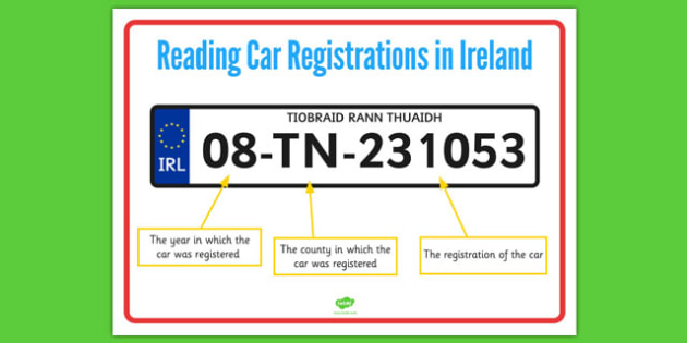 Reading a Car Registration Display Poster (teacher made)