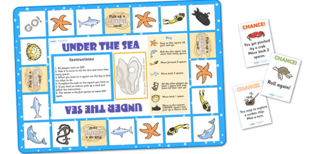 Under the Sea Themed Board Game - under the sea, under the sea board game