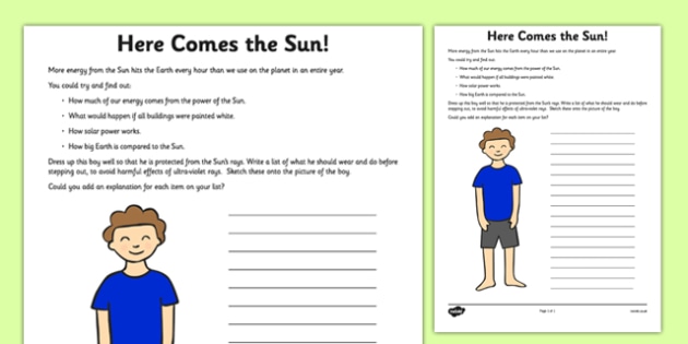 Here Comes the Sun Worksheet / Worksheet