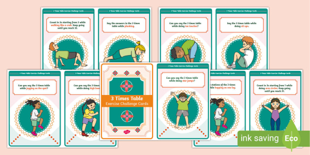 3 Times Table Exercise Challenge Cards