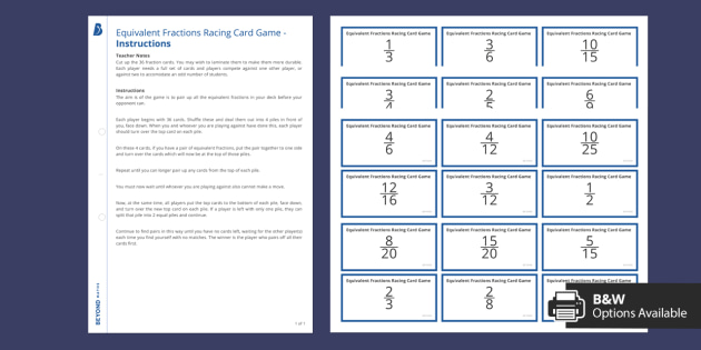 Equivalent Fraction Race Top Card Game | KS3 Maths | Beyond
