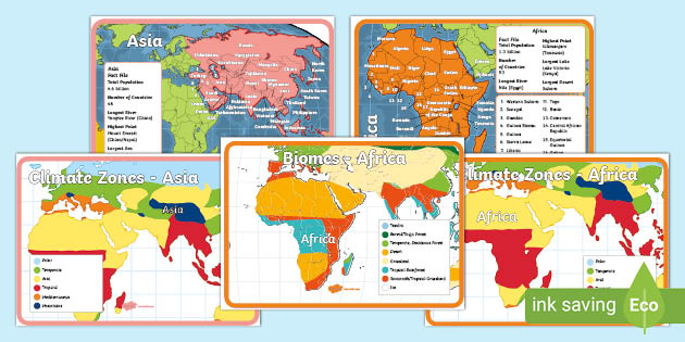World Continents Fact File, Biomes and Climate