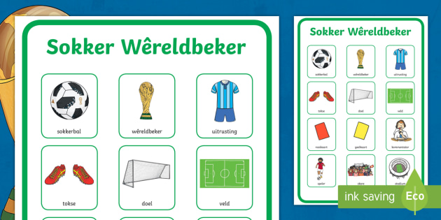Sokker Wereldbeker Woordeskat Plakkaat - bal, wedstryd, span, spanne