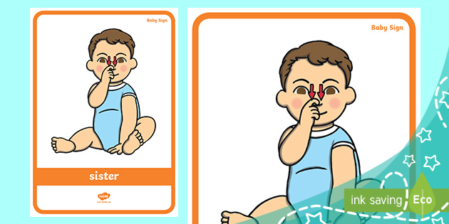 ‘Sister’ in Auslan Display Poster | Baby Signing | Twinkl