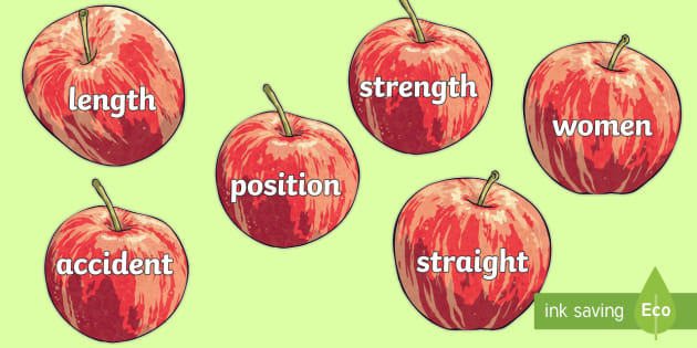 Year 3 and 4 Statutory Spellings on Apples (teacher made)