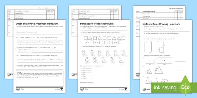 Ratio Homework Resource Pack (teacher made)