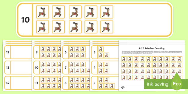 Workstation Pack: 1 - 20 Reindeer Counting Activity Pack