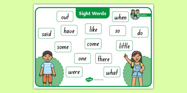 Twinkl Phonics Level 4 Sight Words Mat
