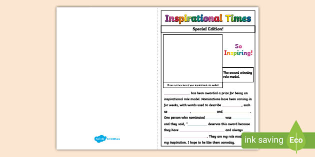Inspirational Role Model Newspaper Card Template