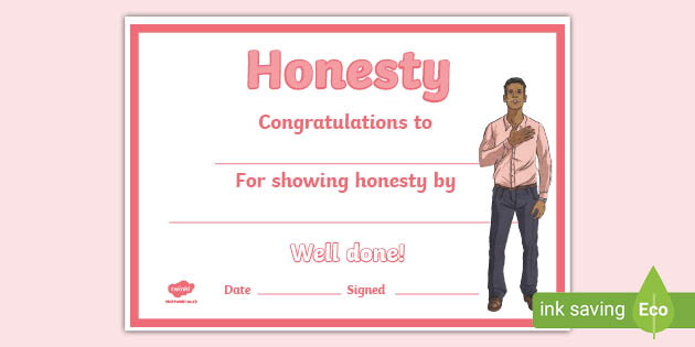 Honesty Certificate (teacher made)