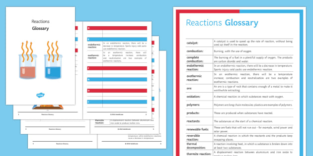 Reactions Glossary (teacher made)