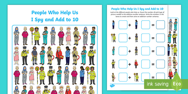 👉 People Who Help Us I Spy and Add to 10