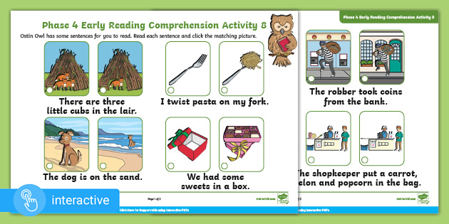 Interactive PDF: Phase 4 Early Reading Comprehension Activity 8