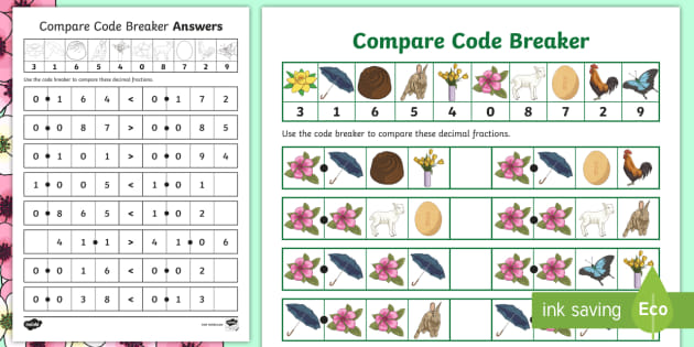 Spring-Themed Compare Decimals Worksheet