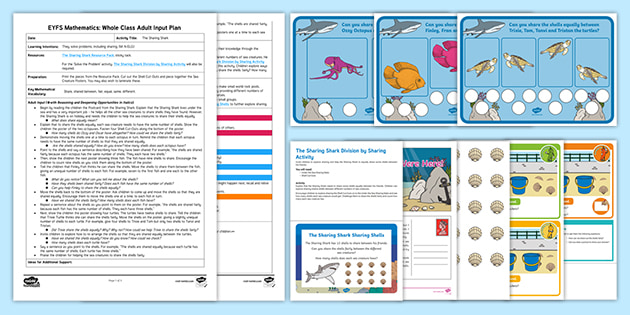 EYFS Maths: The Sharing Shark Whole Class Adult Input Plan and Resource ...