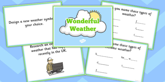 Wonderful Weather Challenge Cards (creat de profesori)