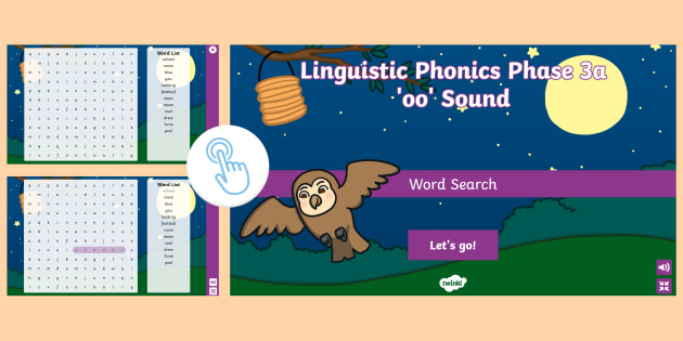 Linguistic Phonics Phase 3 'oo' Sound Interactive Word Search