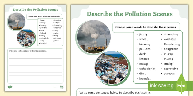 Describe the Pollution Scene Writing Activity KS2 Geography