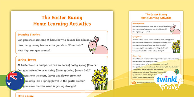 Move PE Foundation Fundamental Skills: The Easter Bunny Home Learning Tasks