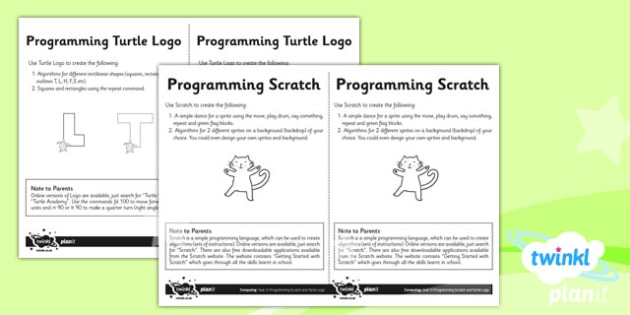 Computing: Programming Turtle Logo and Scratch Year 2 Unit Home Learning
