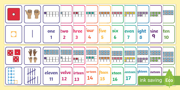 Representing Numbers To 20 Matching Cards