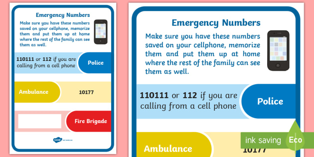 Numbers To Call In An Emergency In South Africa Display Poster