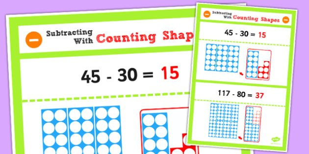 Year 2 Subtracting 2 Digit Numbers and Tens Using Counting Shapes
