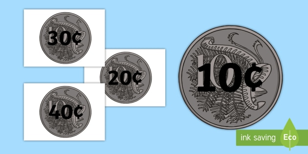 * NEW * Counting by 10s on 10c Coins A4 Display Poster