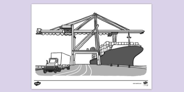 FREE! - Port Colouring Sheet | Colouring Sheets