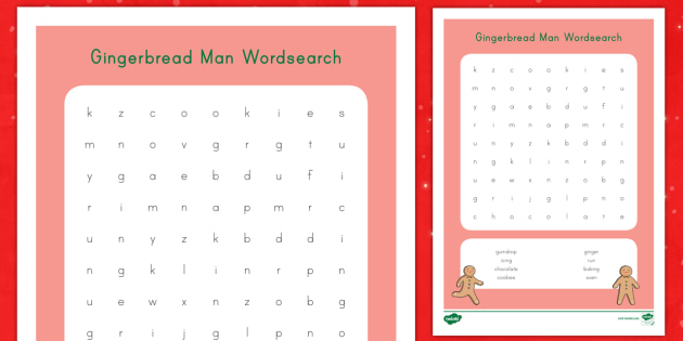 Gingerbread Word Search With Answer Key