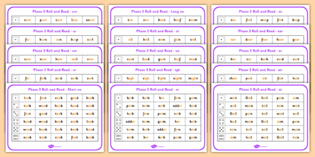 Vowel Phonemes Roll and Read Pack - Phonics Resource