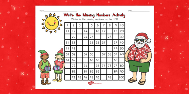 Christmas Missing Numbers Number Square (teacher made) Christmas Missing Numbers Number Square (teacher made)