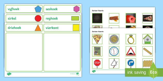 2D Vorms Sorterings Aktiwiteit (teacher made)