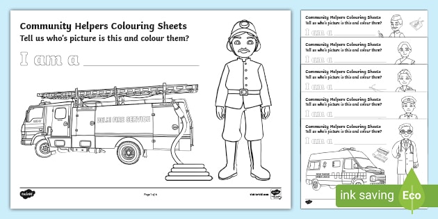 Community Helpers - Colouring Sheets (Teacher-Made)
