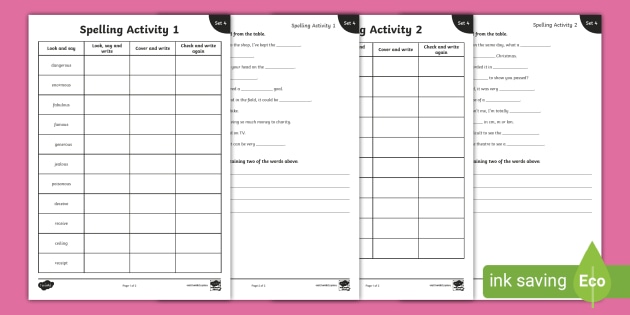 Spelling Practice for Progression Step 3 - Set 4