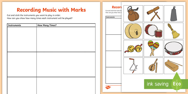 Records Music Using Marks Activity (teacher made)