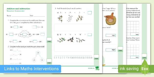👉 Year 3 Addition and Subtraction Baseline Assessment