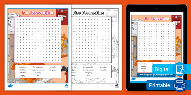 Fire Prevention Week Word Search (teacher made)