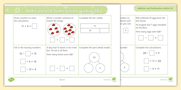 Addition and Subtraction Parent Guide and Activity Ideas - Year 2 Subject