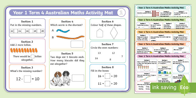 Year 1 Term 4 Australian Maths Activity Mats - Primary
