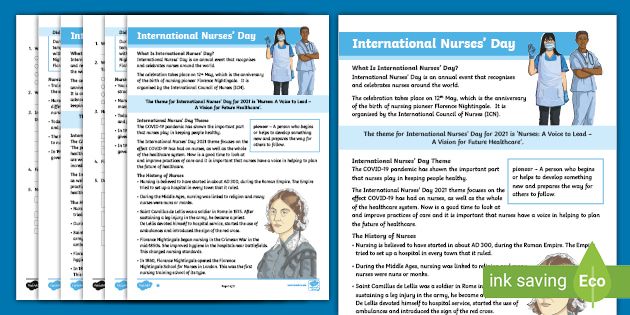LKS2 International Nurses' Day Differentiated Reading Comprehension ...