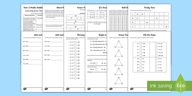 Year 2 Maths Addition and Subtraction Home Learning Activity Booklet