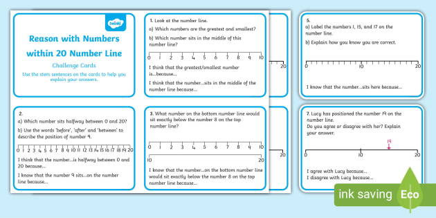👉 KS1 Reason with Numbers within 20 Number Line Challenge Cards
