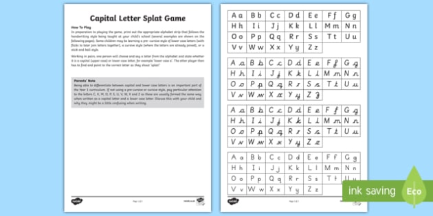 Capital Letters & Full Stop Splat Game (teacher made)