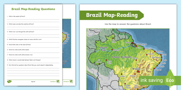 Brazil Map-Reading Activity (teacher made)
