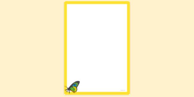 Simple Blank Unique Butterfly Page Border | Twinkl